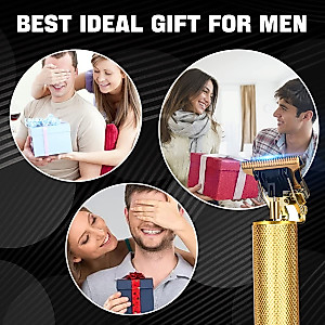 Sjxsimwoo Professional Hair Clippers for Men, Cordless Rechargeable Hair Trimmer Metal Body Cutting Grooming Kit Beard Shaver Barbershop Professional (Gold)