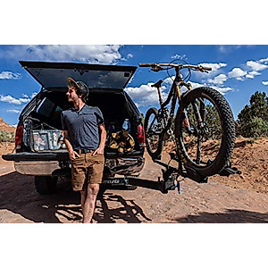 RockyMounts BackStage 2" Receiver Swing Away platform hitch 2 bicycle rack. Allows full access to the rear of the vehicle with bikes on or off the rack.