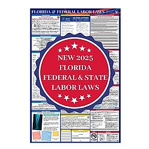 2023 Florida State and Federal Combo Complete All-in-One Labor Law Poster - OSHA Compliant - 26"x39" Waterproof UV Coated