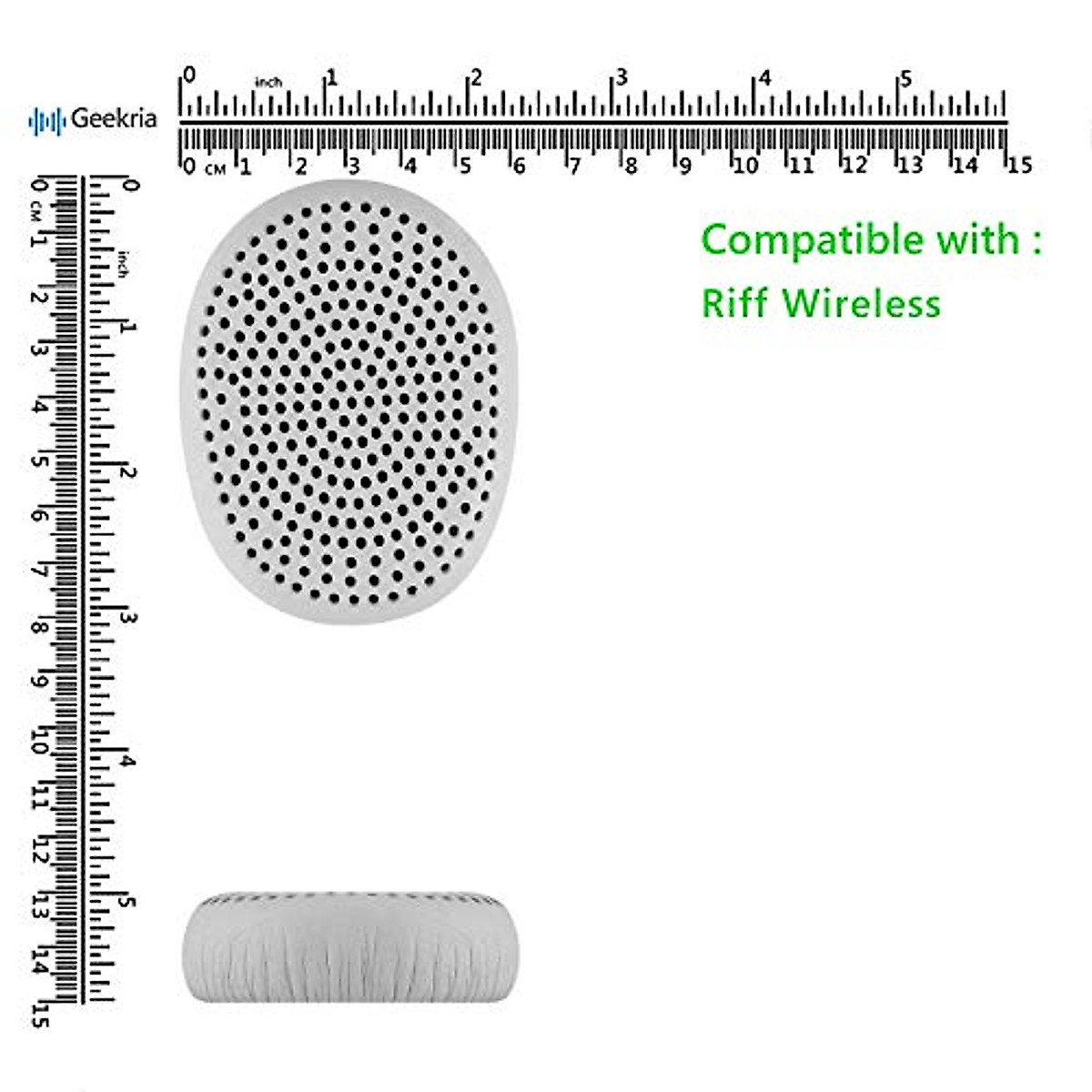 Geekria QuickFit Replacement Ear Pads for Skullcandy Riff Wireless Headphones Ear Cushions, Headset Earpads, Ear Cups Repair Parts (White)