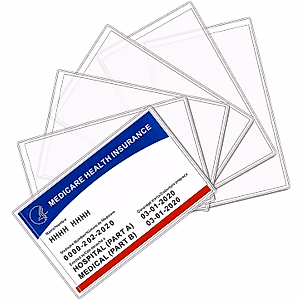 Neando Medicare Card Holder Protector Sleeves, Social Security Card Protector, 12 Mil Clear PVC Water Resistant Plastic Sleeves for New Medicare Cards, Business Cards, ID Cards, Credit Cards, 6 Pack