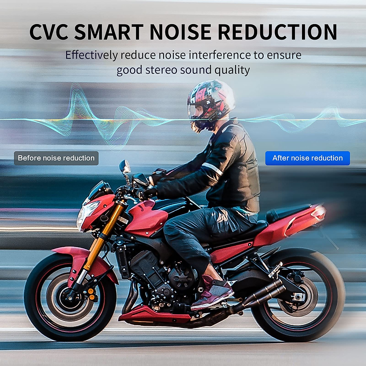 Fodsports FX8 AIR Motorcycle Bluetooth Headset, 1000M Motorcycle Communication Systems with 3 Sound Effects, Hands-Free Helmet Intercom with CVC Noise Cancellation, IP65 Waterproof, FM Radio, 1 Pack