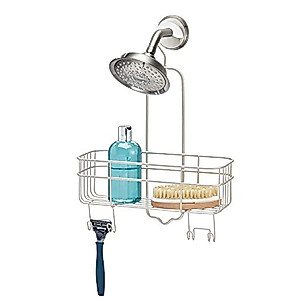 iDesign InterDesign Hanging Organizer with Swivel Hook and Storage Basket for Bathroom Matte Satin Euro Shower Caddy