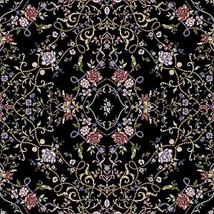 Texco Inc Pattern Printed Poly Spandex Twist Fabric/ 4 Way Stretch Crepe for DIY Projects/Status Design, Black Marsala 2 Yards