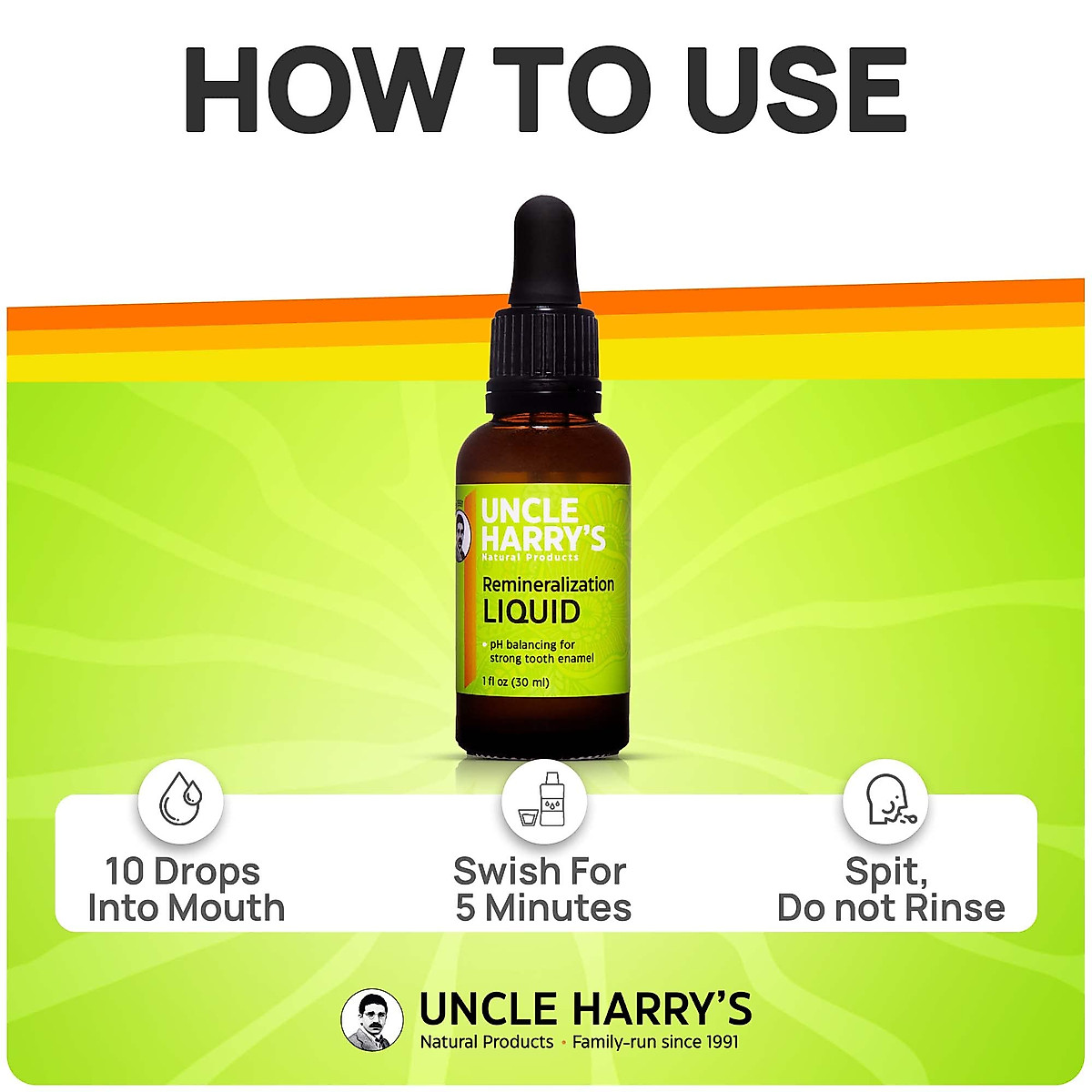 Uncle Harry's Natural & Fluoride-Free Remineralization Liquid for Tooth Enamel - Freshens Breath & Strengthens Teeth (2 Pack, 1 oz.)