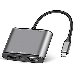 ZPLJ High-Speed 8-in-1 USB C Adapter with 4K HDMI VGA USB C Power Delivery Audio 2 USB 2.0 and 1 USB 3.0 Ports Support TF Card Reader Compatible Portable (Color : Gray, Size : 2.7x1.9x0.7inch)