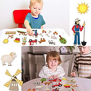 Farm Animals Felt Flannel Boards Stories Precut Figures for Toddlers Preschool, Craft Toy Gifts for Kids as Storytelling Interactive Teaching Activity Kits (21)