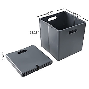 Sandmovie 11 Inches Gray Plastic Collapsible Storage Cubes, Foldable Cube Storage Bin, 4 Packs