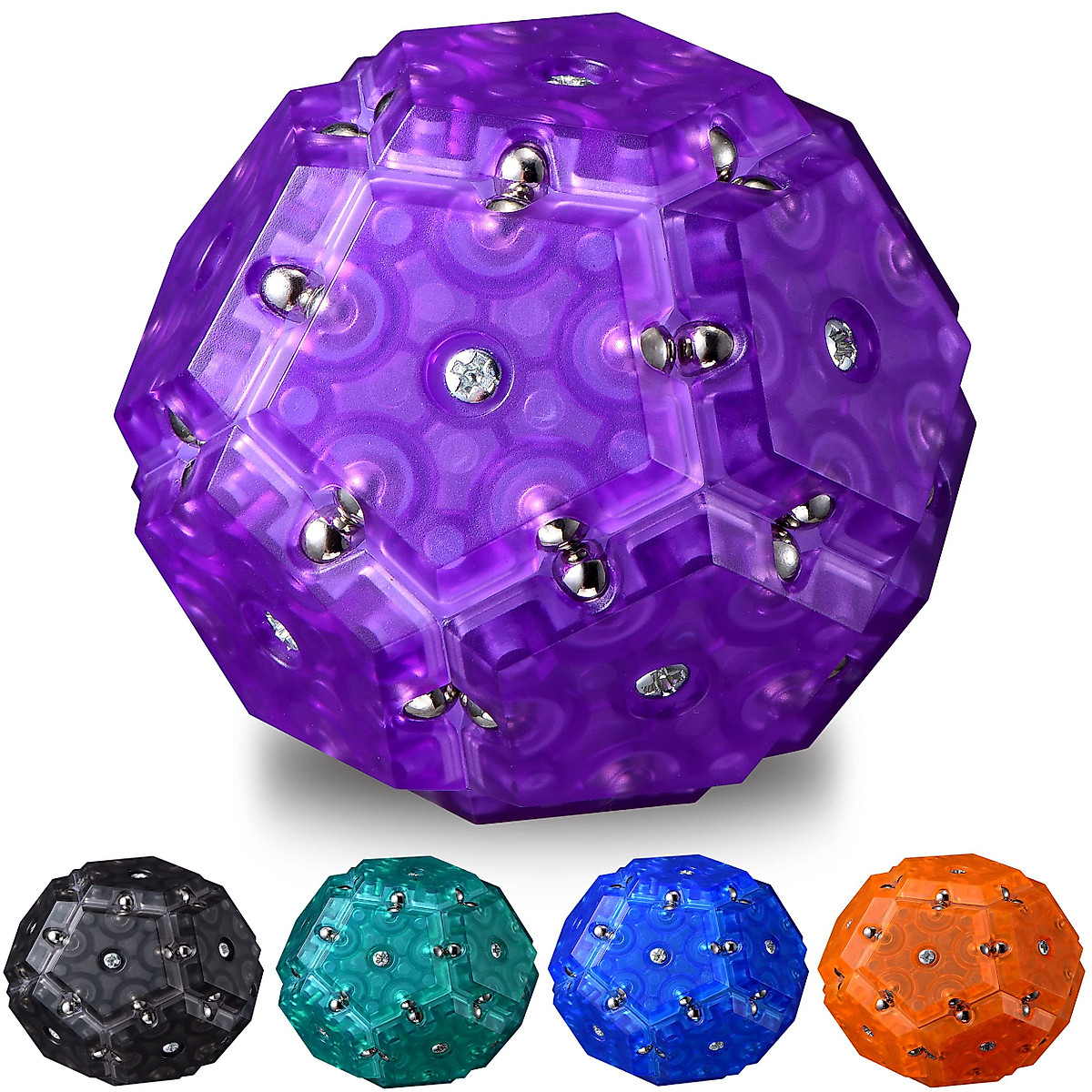 YowellGo Magnetic Fidget Sphere, 12 PCS Magnet Fidget Toys Tiles Soccer Puzzle Balls Building Blocks, Stress Relief Desk Toy Hand Toy Gift for Teenager Adult Man Woman(Purple)