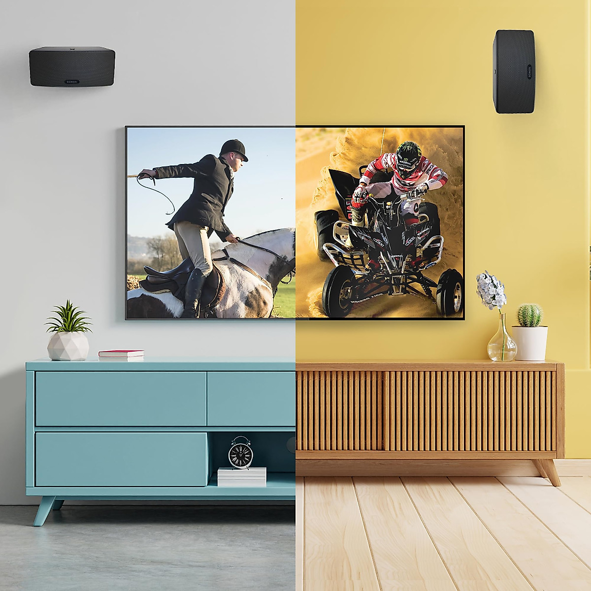 Play 3 Wall Mount Black Pair, Compatible with Sonos Play:3 Only, Twin Pack, Adjustable Swivel & Tilt Mechanism, 2 Mounting Brackets includes All Fixings