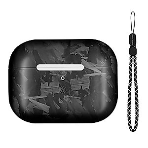 MONOCARBON Carbon Fiber Case-for-AirPods-Pro-2nd, Generation 2022 Slim Durable Cover-for-AirPods-Pro-2 Accessories,Support Wireless Charging,Shock,with Stripes Lanyard.(Matte Finish)