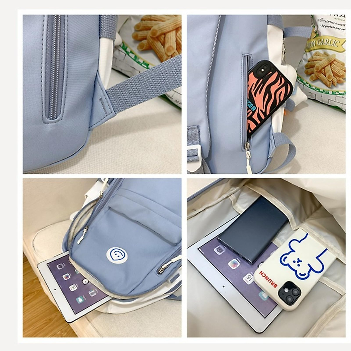 srdmuph Kawaii Backpack with Cute Accessories Pendant Travel Casual Daypack Outdoor Laptop Bag Waterproof Women Men (Purple)