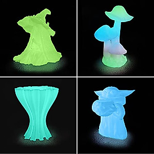 3D Printer Filament Bundle, Glow in The Dark Filament Multicolor, Green, Blue and Blue-Green, PLA Filament 1.75 mm, Dimensional Accuracy +/- 0.03 mm, 250g X 4 Pack