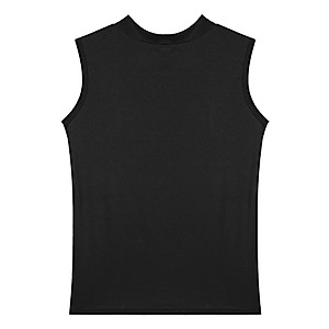 TiaoBug Men's Casual Sleeveless Shirts Mock Turtleneck Pullover Tops Undershirt Vest Tops Black Medium