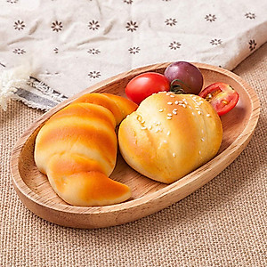 Cabilock Wooden Food Platter Oval Wood Serving Platter Tray Plate Acacia Wooden Plate for Food Party Cheese Appetizer Fruit Cake