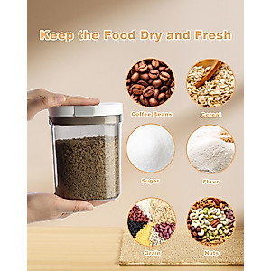 LANGMINGDE Airtight Coffee Storage Container, 1.1QT/1300ML Plastic Kitchen Canister with Lid for Coffee bean, Flour, Sugar, Cereal, BPA Free