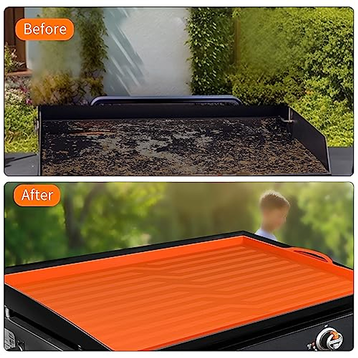 AZURAOKEY 17in/22in/28in/36in Griddle Silicone Protective Mat Cover, BBQ Griddle Heavy-Duty Food Grade Silicone Grill Mat Easy to Clean Barbecue Cover Cooking Accessory