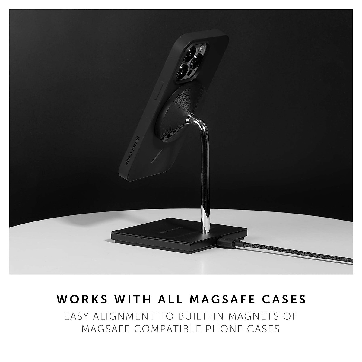 Native Union Snap 2-in-1 Magnetic Wireless Charger – Charging Stand for iPhone 15, 15 Plus, 15 Pro, 15 Pro Max with Wireless Pad for AirPods Gen 3, Pro 2 – Adjustable Angle & Discreet LED Indicators