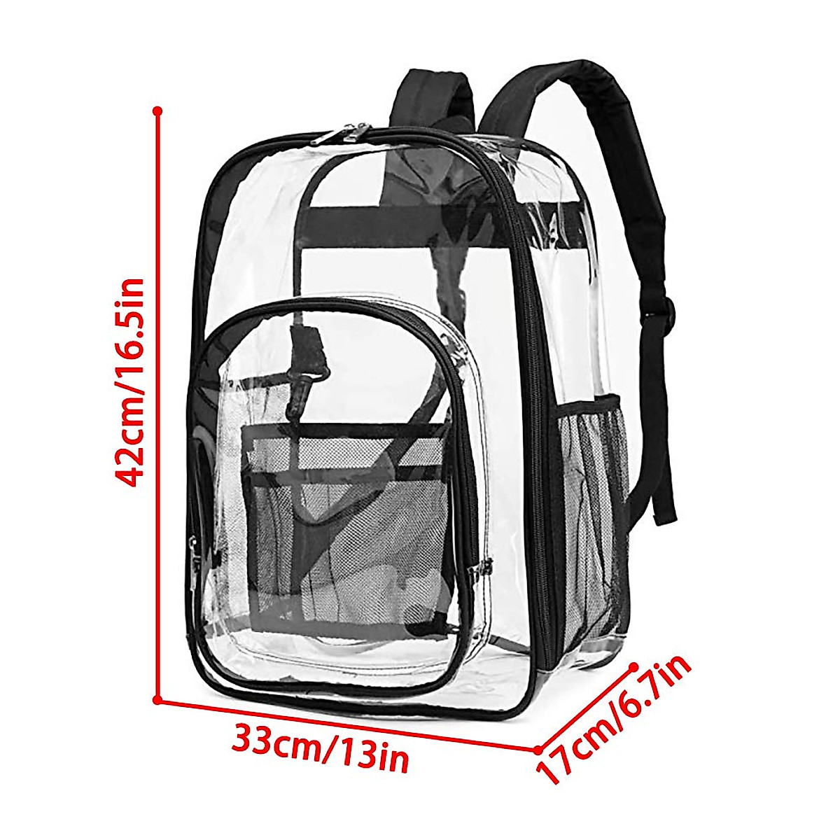 FEWOFJ Heavy Duty Clear Backpack, Large PVC Plastic See Through School Bookbag Transparent Casual Daypacks for Men Women
