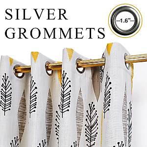 Cherry Home Modern Leaves Room Darkening Blackout Curtain Pairs Panel Heavy Drapes for Living Room Grommet Top Draperies Yellow,2 Panels with 2 Matching Pillow Case,52 Inch by 84 Inch