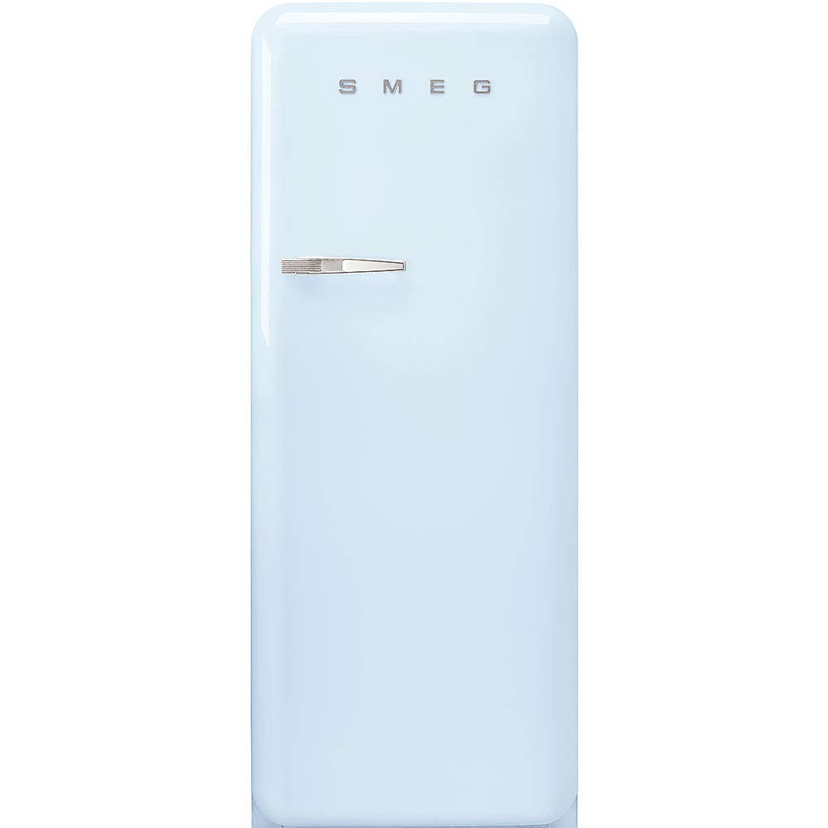 Smeg FAB28 50's Retro Style Aesthetic Top Freezer Refrigerator with 9.92 Cu Total Capacity, Multiflow Cooling System, Adjustable Glass Shelves 24-Inches, Pastel Blue Right Hand Hinge