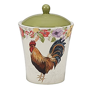 Certified International Floral Rooster 3 Piece Canister Set 54 oz, 72 oz, 104 oz, Multicolor