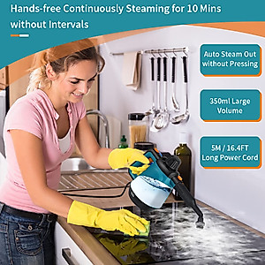 Handheld Steam Cleaner for Home Use, with Steam Lock Button & 10-Piece Accessory Set, Pressurized Steam Cleaner Hand Held, Portable Steamer for Cleaning Car, Tile Grout, Upholstery, Furniture, Shower