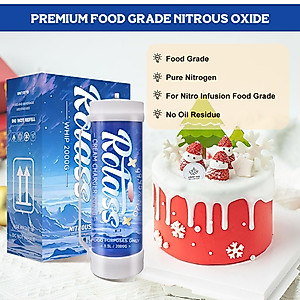 HNAICDU Whipped Cream Charger 2000G 3.3L - Food Grade Aluminum Cream Charger Gas Tank Pure Flavored Nitrous Oxide Tank, for Any Standard Whipped Cream Dispenser (2 Cylinders)