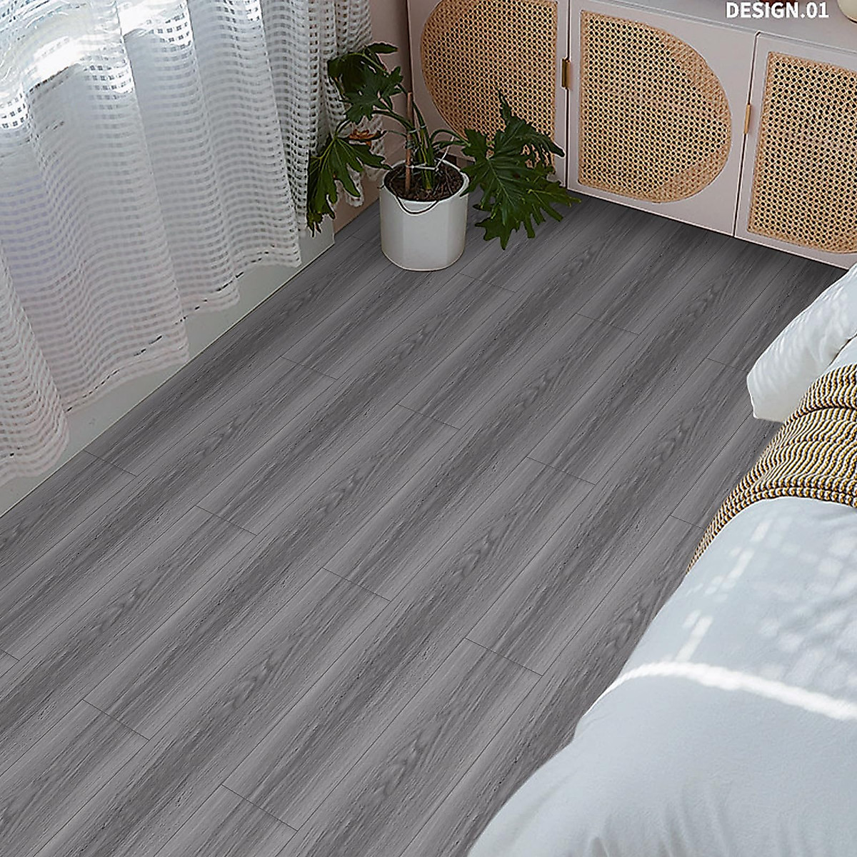 Peel and Stick Flooring Wood Plank Vinyl Flooring 35.4 in X 5.9 in Super Easy to Install 10 Pieces