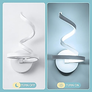 CHYING LED Wall Sconce Modern Spiral Bathroom Wall Light White Wall Lamp 15W Cool White 6500K Indoor Wall Light Fixture for Bedroom Stairs Living Room Hallway