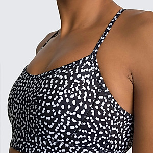 IWEMEK Women Workout Sets 2 Piece Polka Dot Print High Wasit Biker Shorts + Backless Adjustable Strap Sport Bra Yoga Outfits Exercise Running Gym Clothes Black Polka Dots Medium