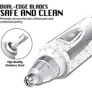 ELORES Ear and Nose Hair Trimmer Clipper - 2020 Professional Painless Eyebrow and Facial Hair Trimmer for Men and Women, Battery-Operated, IPX7 Waterproof Dual Edge Blades for Easy Cleansing