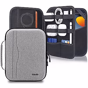 Lacdo Hard Tablet Sleeve Portfolio Case for 10.9 inch New iPad / 11 inch iPad Pro | 10.2 inch iPad / 10.9" iPad Air 5 4/10.5" iPad Pro Air, Galaxy Tab A8 10.5" Protective Carrying Storage Bag, Gray