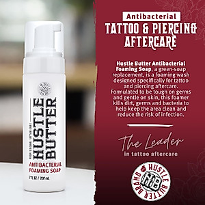 Hustle Bubbles Tattoo Aftercare Tattoo Soap Antibacterial Soap To Clean New Tattoos & Piercings Essential Tattoo Supplies 7oz