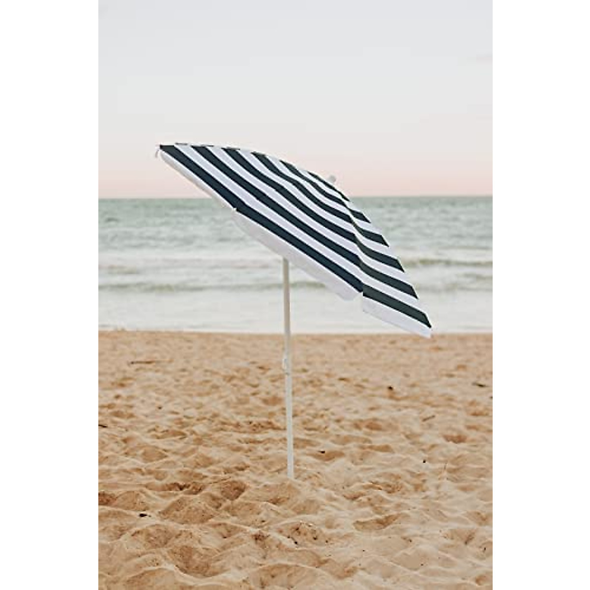 PICNIC TIME Outdoor Canopy Sunshade Beach Umbrella 5.5', Small Patio Umbrella, Beach Chair Umbrella, (Blue & White Stripe)