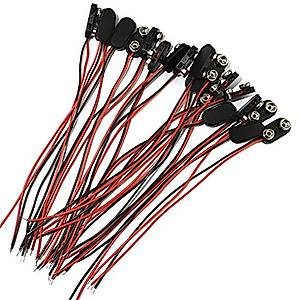 VQVAAQ 9 Volt Battery Clip Connector Battery Snap Wire Connectors (20 Pack-15cm-I)