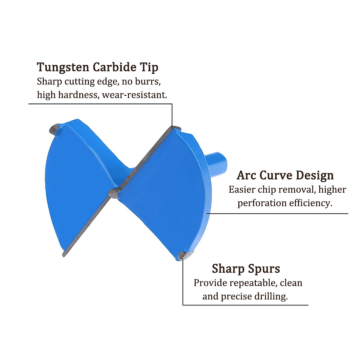 Kozelo Forstner Drill Bit - [65mm] Tungsten Carbide Auger Opener for Wood Furniture Hinge Woodworking Use, Hex Shank, Dark Blue