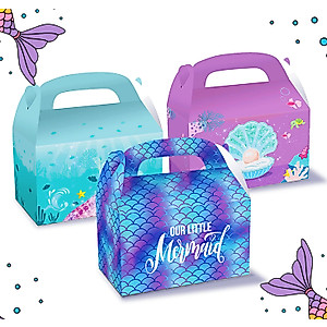 Roaring Good Time 12 PCS Mermaid Party Favor Boxes Mermaid Party Goodie Bags Mermaid Party Boxes Mermaid Party Favor Box Mermaid Birthday Party Supplies Under the Sea Party Supplies