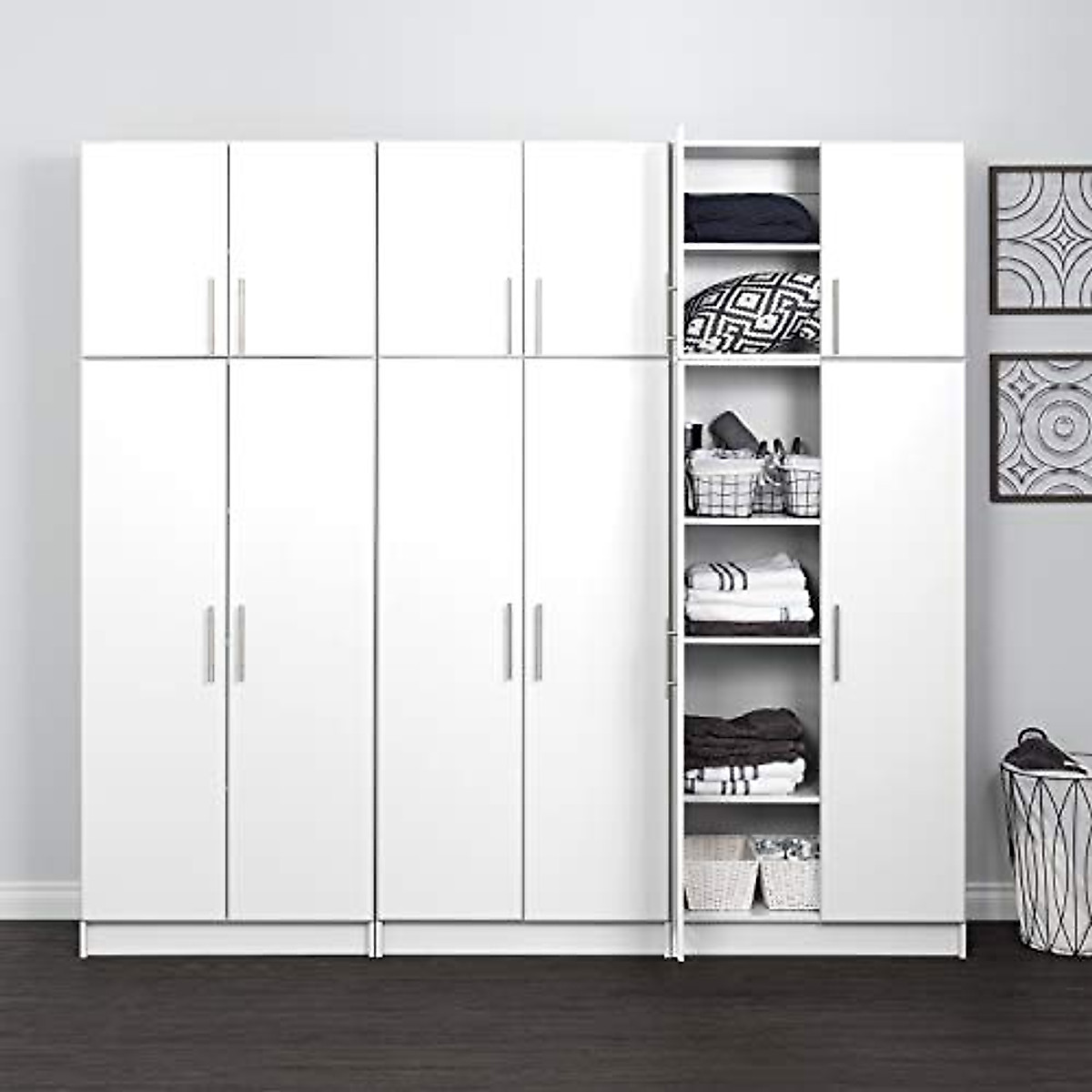Prepac Elite 2 Door Stackable Wall Mounted Storage Cabinet, 16" D x 32" W x 24" H, White