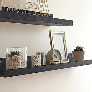 Icona Bay 36 Inch Floating Shelves for Wall, Set of 3 in Ebony Black, Modern Rustic Style, Wall Mounted Display Shelves, Picture Ledges