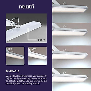 Neatfi XL 2,500 Lumens LED Task Lamp, 30W Super Bright Desk Lamp with Clamp, 162 Pcs SMD LED, Eye-Caring LED Lamp (Non-CCT, White)