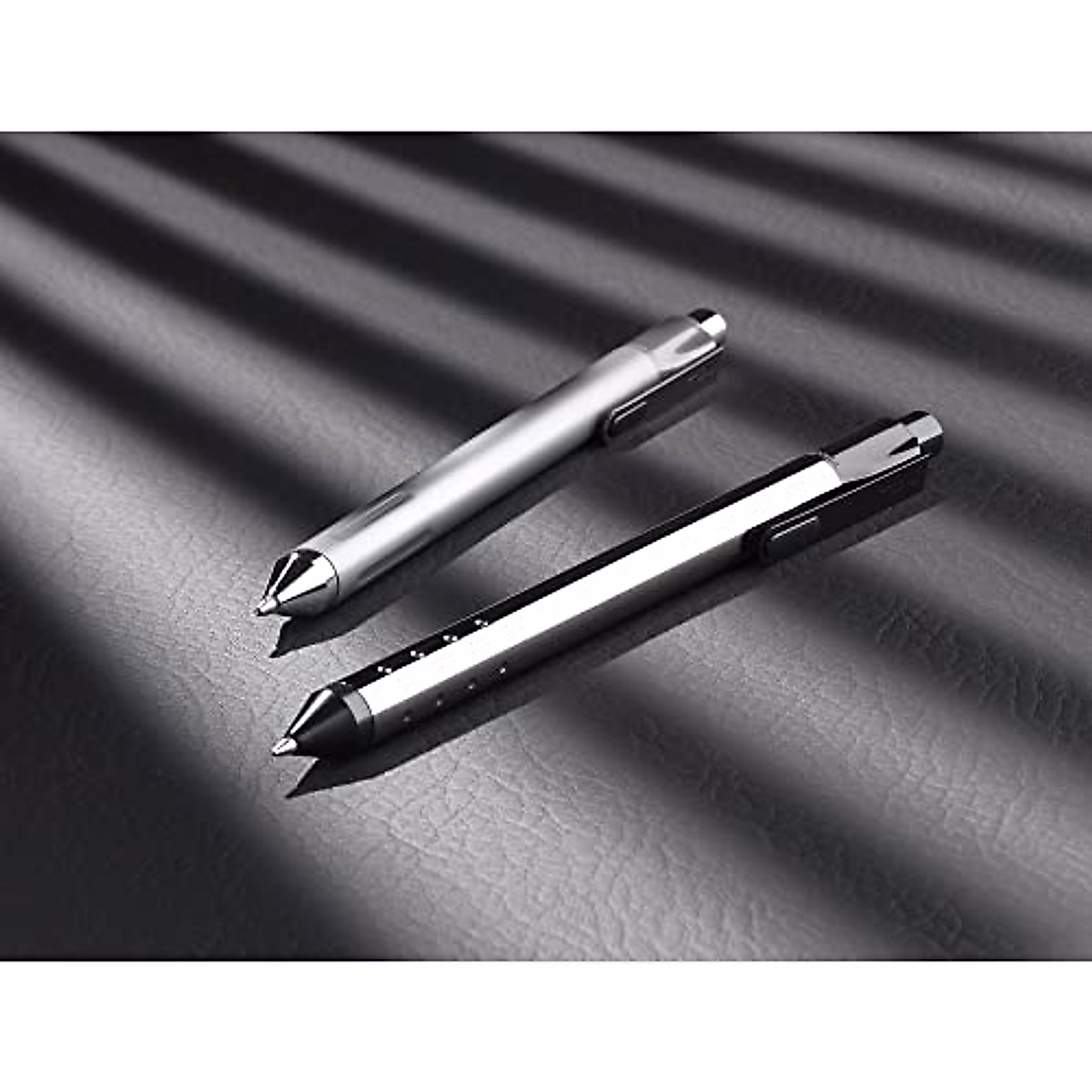 TUL® Fine Writing Solid Metal Barrel Ballpoint Pen With 2 Refills, Medium Point, 1.0 mm, Silver Barrel, Assorted Ink Colors