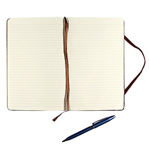 C.R. Gibson MJ5-4792 Brown Bonded Leather Notebook with 240 Ruled Pages, 5" W x 8.25" H