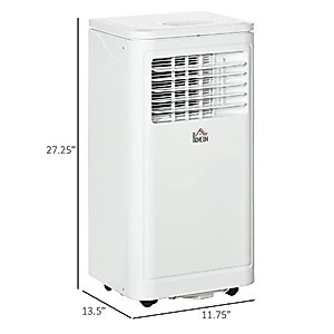 HOMCOM 10,000 BTU Portable Air Conditioners with Remote, for Rooms Up to 441 Sq. Ft., Cool Dehumidifier Fan 3-in-1 Portable AC Unit with Window Kits, White