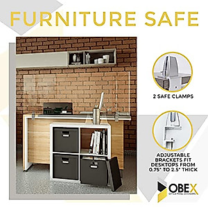 Obex Clear Acrylic Desk Mounted Privacy Panel, 12", Aluminum