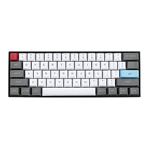 Keycap Set 61 Keys White&Grey Keycap Set OEM Profile PBT Thick ANSI Layout Keycaps for Gaming Keyboard (Color : White+Grey, Size : 61 Keys)