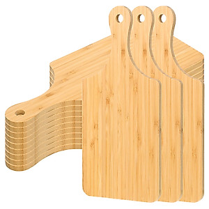 12 Pcs Bulk Cutting Board Wood Chopping Board Laser Engraving Serving Board Charcuterie Boards for Customized Mother's Day Wedding Housewarming Gift (With Handle,Bamboo)