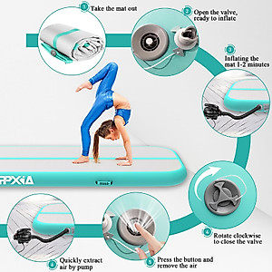 PPXIA Air Mat Tumble Track Gymnastics Mat, Inflatable Tumbling Mat 10ft with Electric Air Pump for Home Use/Cheerleading/Gym/Outdoor/Yoga/Water/School Use