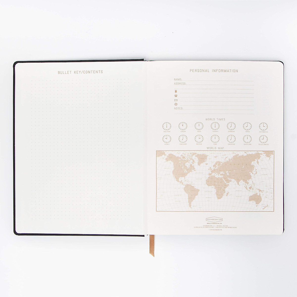 Designworks Ink Bad Ideas Black 7.25" x 10.25" Jumbo Journal Notebook with Cloth Cover, Gold Accents, Lined Pages, Ribbon Marker for Work, Writing, Journaling