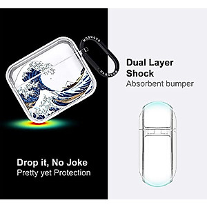 MOSNOVO Airpods 3 Case, Apple Airpods 3 Case, Cool Tokyo Wave Clear Case Design with Luxe Metal Ring Shockproof Protective Cover Case for AirPods 3rd Generation